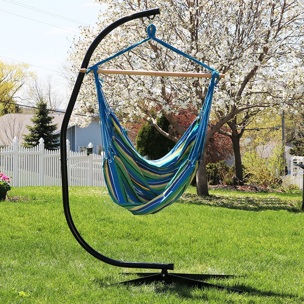 Sunnydaze Extra Large Outdoor Hanging Rope Hammock Chair Swing Ocean Breeze