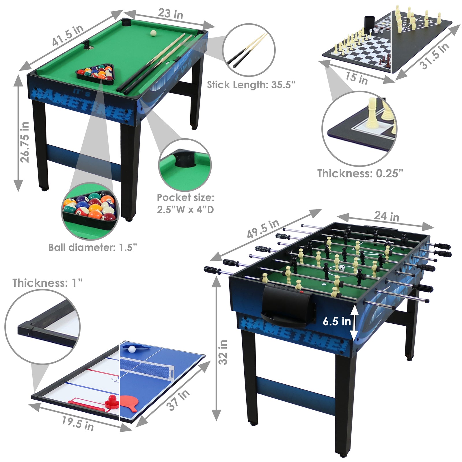 Sunnydaze 10-in-1 Multi-Game Table - 49.5"