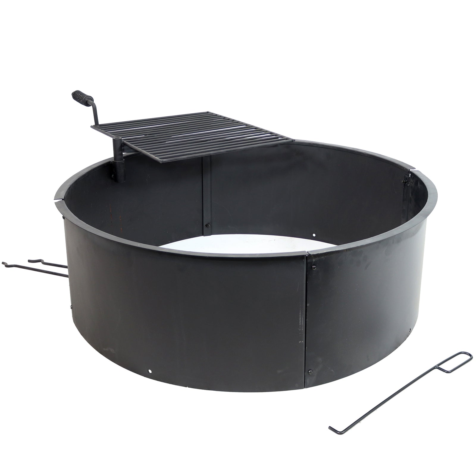 Sunnydaze 36" Metal Campfire Ring with Rotating Detachable Cooking ...