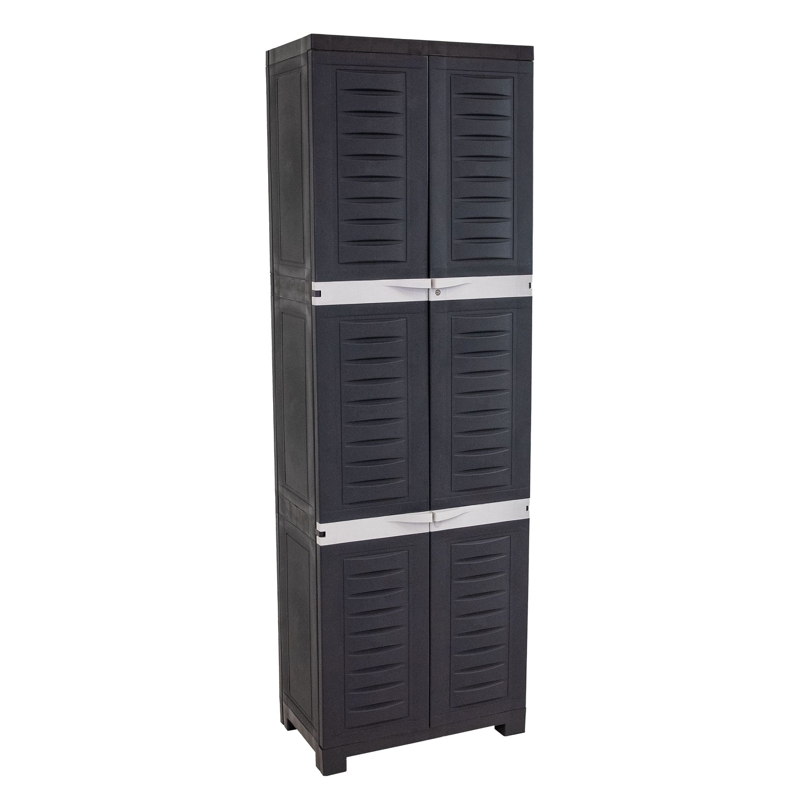 Sunnydaze 4-Shelf Plastic Lockable Storage Cabinet - Gray - 72"
